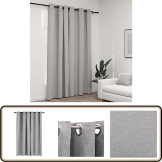 vidaXL Verdunkelungsvorhang mit &Ouml;sen Leinenoptik Grau 290x245 cm - Verdunkelungsvorhang - Leinenoptik - Grau - Vorhang - Wohnraumgestaltung