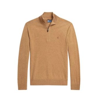 Polo Ralph Lauren Homme, Pulls, Brun, Taille: XL Pull en laine mérinos à demi-zip