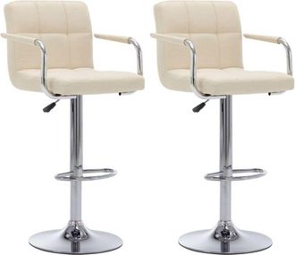 vidaXL Barhocker 2 Stk. Creme Stoff Vidaxl