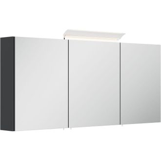 Magnolia Home Spiegelschrank 140cm inkl. Design LED-Lampe und Glasb&ouml;den grafit