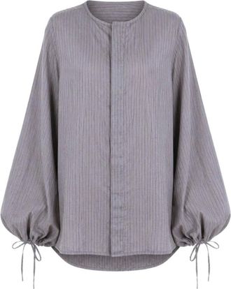 Roberto Collina Femme, Blouses et Chemises, Violet, Taille: 36 FR Chemise &agrave; Manches Ballon Ray&eacute;e