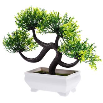 BESPORTBLE K&uuml;nstlicher Bonsai Baum Realistische Topfpflanze aus Kunststoff Gr&uuml;n Pflegefreie Zimmerpflanze f&uuml;r B&uuml;ro Wohnzimmer und Badezimmer Dekoration