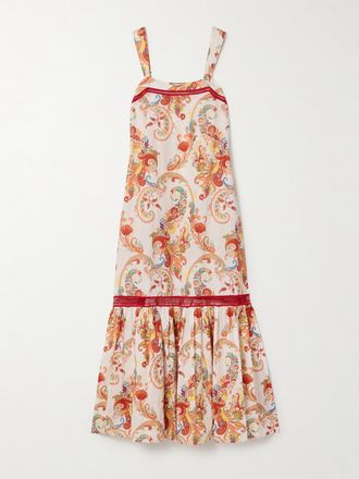 Etro Maxikleid Aus Jacquard-strick Aus Einer Baumwoll-seidenmischung Mit Paisley-muster Und H&auml;keleins&auml;tzen - Orange
