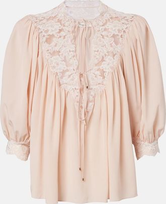 Chlo&eacute; Chlo&eacute; Blouse en cr&ecirc;pe de soie et dentelle