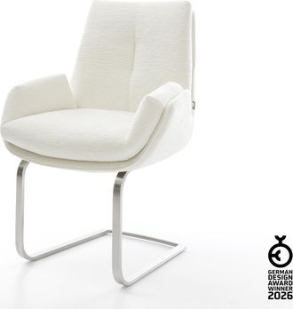 DELIFE Freischwinger Clea-Flex Boucl&eacute; Soft Beige Freischwinger flach Edelstahl, Esszimmerst&uuml;hle