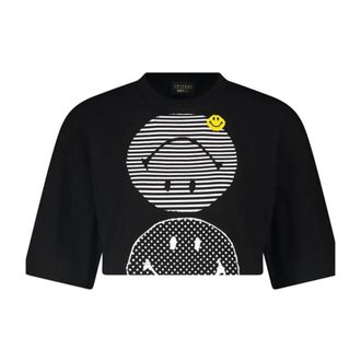 Joshua Sanders Smiley Crew Neck Schwarzes T-Shirt - - Tops - Damen - Schwarzk - XS