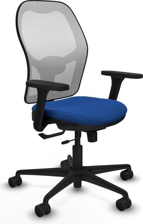 Piqueras y Crespo B&uuml;rostuhl mit 3D-Armen, h&ouml;henverstellbare Lendenwirbelst&uuml;tze, ausgestattet mit Syncro/Traslack und Schaumstoff, Wei&szlig;/Blau