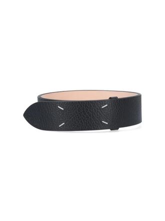 Maison Margiela G&uuml;rtel - Textured Black Hammered Leather Femme Belt - Gr. 100 - in Schwarz - f&uuml;r Damen