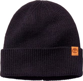 Timberland Mens Ribbed Beanie with Logo Label - Size One Size
