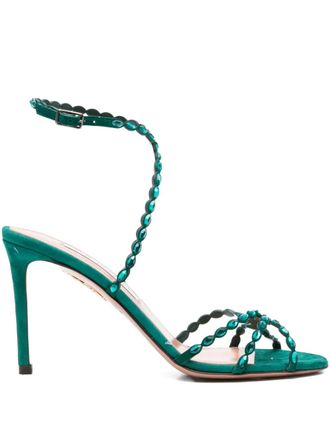 Aquazzura Verzierte Love Struck Stiletto-Sandalen 90mm - Grün