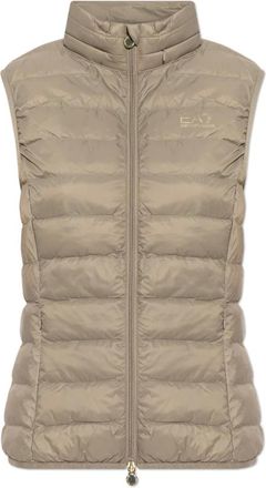 Emporio Armani Emporio Armani Ea7, Femme, Vestes, Beige, Taille: 42 FR Veste sans Manches Isol&eacute;e avec Col Montant