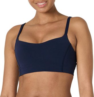 Amazon Essentials Damen Active FormFlex Butterweicher Yoga-Sport-BH mit Herzausschnitt, für leichten Halt, Marineblau, XXL