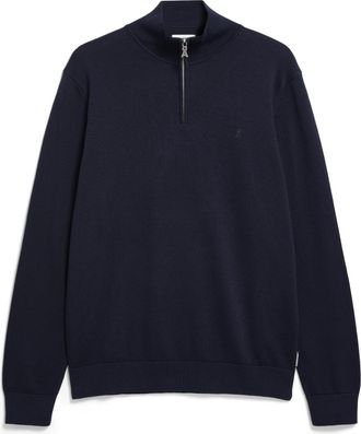 Armedangels Herren Pullover aus Bio-Baumwolle FAABES Half Zip Knit Sweater Regular Fit Night Sky