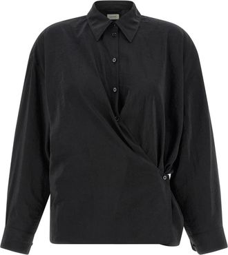 Christophe Lemaire Femme, Blouses et Chemises, Noir, Taille: 40 FR Chemise Droite Torsad&eacute;e en Soie S&egrave;che