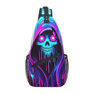 Generic Spooky Vibe Sac &agrave; bandouli&egrave;re phosphorescent pour Halloween, sac &agrave; dos de voyage, sac &agrave; dos de randonn&eacute;e pour homme