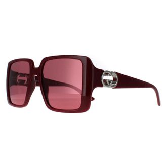 Gucci Square Womens Burgund mit Silber Rot mit Silber Spiegel GG1692S