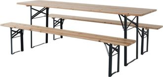 Habitat et Jardin Table de jardin brasserie pliante avec 2 bancs Lisbonne - 218 x 59,5 x 75 cm - Marron