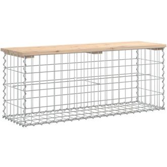 vidaXL Vidaxl - Gartenbank aus Gabionen 103x31,5x42 cm Massivholz Kiefer