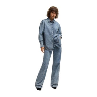 HUGO BOSS Hemd f&uuml;r Damen, Denim, leger, Lang&auml;rmlig (Dunkelblau)
