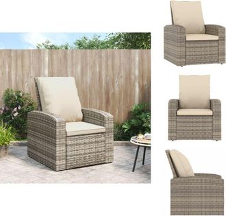 vidaXL Gartensessel Verstellbar mit Kissen Hellbraun Poly Rattan - Gartensessel - Outdoor M&ouml;bel - Terrassenm&ouml;beln - Lounge Chair - Liegestuhl