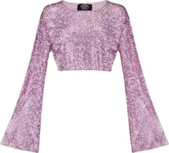 Santa Brands Femme, Tops, Rose, Taille: 36/38 FR Cropped Top With Flared Sleeves