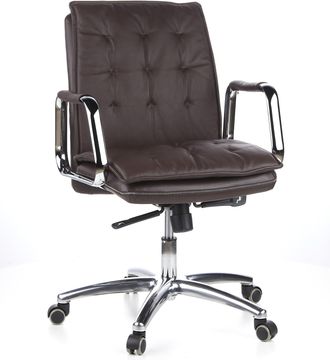 hjh OFFICE 600934 Chefsessel Villa 10 Leder Braun hochwertiger B&uuml;rostuhl, mittelhohe R&uuml;ckenlehne, h&ouml;henverstellbar