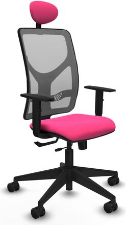 Piqueras y Crespo B&uuml;rostuhl, rosa, mit 1D-Armlehnen, h&ouml;henverstellbare Lendenwirbelst&uuml;tze und festes Kopfteil, ausgestattet mit Syncro/Traslack und Schneideschaum, Grau