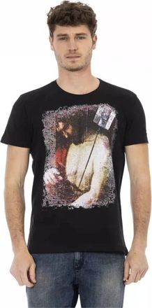 Trussardi Schwarzes Baumwoll Herren T-Shirt - - Tops - Herren - Schwarzk - 3XL