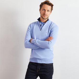 Eden Park Pull Bleu &Agrave; Col Camionneur En Coton Old Pp