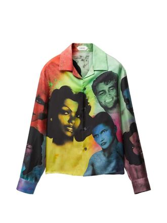 Versace Chemise Versace coupe slim en serg&eacute; de soie imprim&eacute;