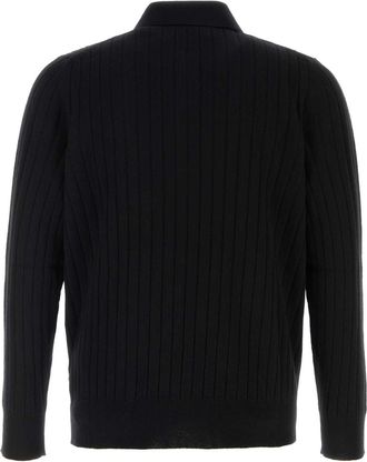 Amiri Mens Black Wool Blend Polo Shirt Exterior: Cashmere T-shirts And Polos