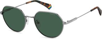 Polaroid Sunglasses Lunettes de soleil rondes &agrave; verres polaris&eacute;s verts - Argent&eacute;