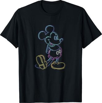 Disney Mickey Mouse Neon Sign Outline T-Shirt