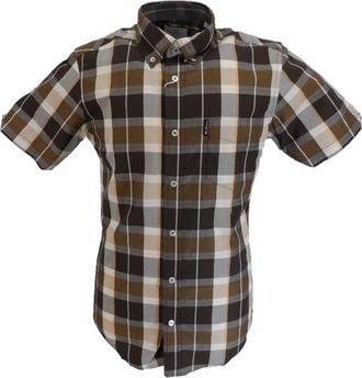 Ben Sherman Chemises &agrave; carreaux pour homme, marron fonc&eacute;, L