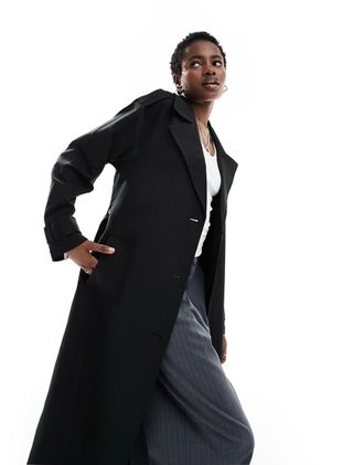 Only Longline-Trenchcoat in Schwarz