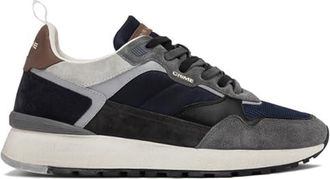 Crime London Chaussures Lunar Midnight Navy fabriqu&eacute;es avec un m&eacute;lange de daim et de tissu ; Couleur bleue ; Fond en caoutchouc avec une hauteur confortable de 3,5