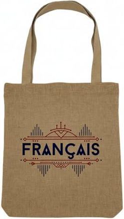 Fabulous Sac Shopping Tote Bag Aspect Lin - Fran&ccedil;ais Style Luxe Vintage - Sac de Courses Toile Epaisse 360g Beige Naturel Cabas Port&eacute; Epaule Solide Imprim&eacute; en 