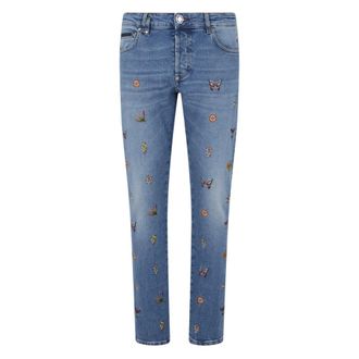 Philipp Plein Homme, Jeans, Bleu, Taille: W34 Jean Coupe Super Droite Brod&eacute;