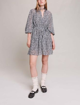 Maje Kurzes Kleid Mit Print - Schwarz / Wei&szlig; - Gr&ouml;&szlig;e 34 - Maje