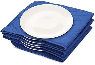 Navaris Chauffe Assiette - Chauffe Assiette électrique 200W avec câble 1m75 - Couverture en Tissu pour Chauffer Environ 10 Plats de Ø32 cm - Bleu