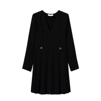 Twinset Schwarzes Plissiertes Minikleid - - Dresses - Damen - Schwarzk - L