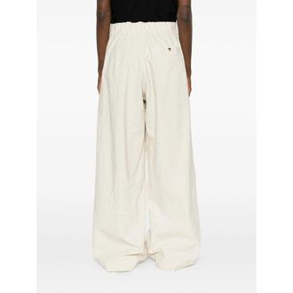 Dries Van Noten Striped Cotton Trousers - Beige
