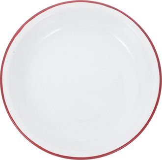 Cabilock Emaillierte Tiefere Serviersch&uuml;ssel Aus Emaille Mit Rotem Rand Vielseitiger Gem&uuml;seteller Und Salatsch&uuml;ssel Im Retro Stil F&uuml;r K&uuml;che Und Camping