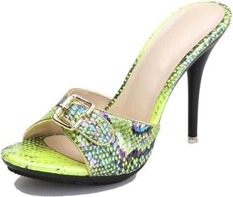 Miyoopark Mules sexy pour femme avec talon aiguille Mule d&eacute;t&eacute;, T13 serpent vert, 43 EU