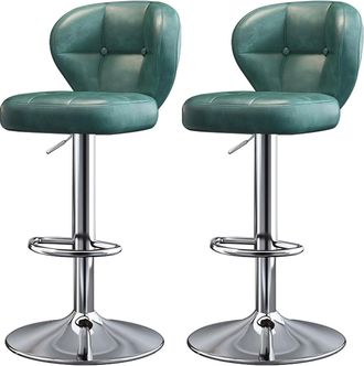 Generic Moderne Barhocker, 2Er-Set, Drehbar, mit R&uuml;ckenlehne, Metallgestell, Gepolstert, f&uuml;r K&uuml;cheninseln, 62-82 cm