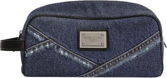 Dolce & Gabbana logo-plaque denim wash bag - Blau