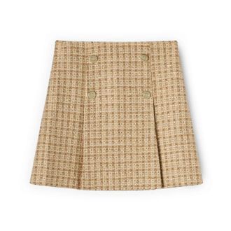 Motivi Gefalteter Boucl&eacute;-Minirock mit Kn&ouml;pfen - - Skirts - Damen - Beige - XL