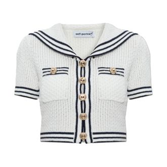 Self Portrait Femme, Pulls, Beige, Taille: 38 FR Knit Mariner Top