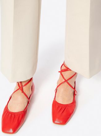Wittchen Damen-Ballerinas aus echtem Leder mit B&auml;ndern, Rot, Echtleder