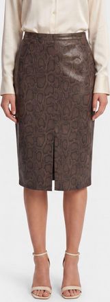 Twinset Slim-Fit Midi-Bleistiftrock aus Kunstleder mit Python-Print